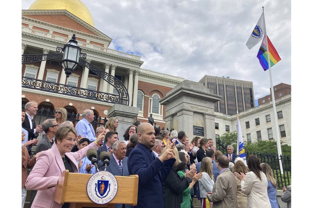 Maura Healey, America’s first lesbian governor, oversees raising of Pride flag at Statehouse ...